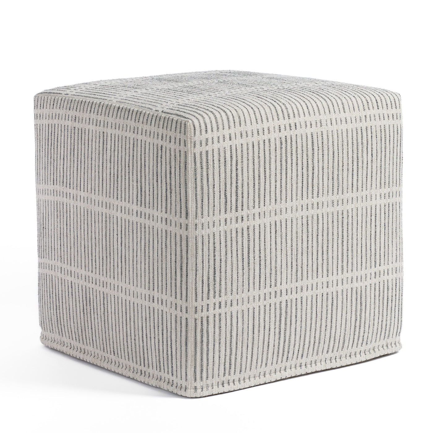 Carson Stripe 16x16 Cube Ottoman, Stone Blue – Tonic Living