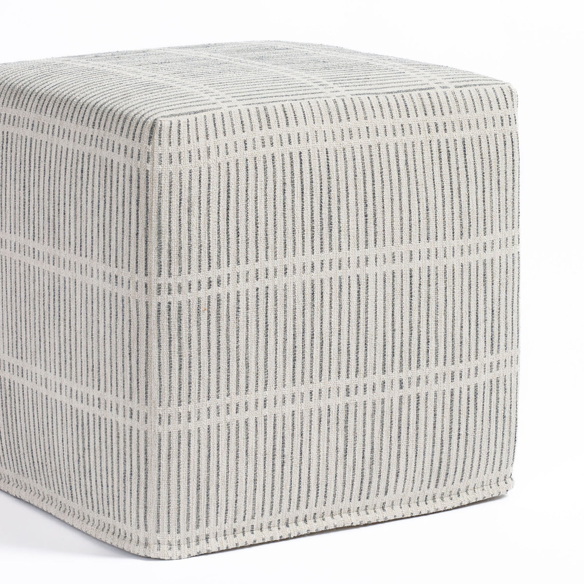 Carson Stripe 16x16 Cube Ottoman, Stone Blue – Tonic Living