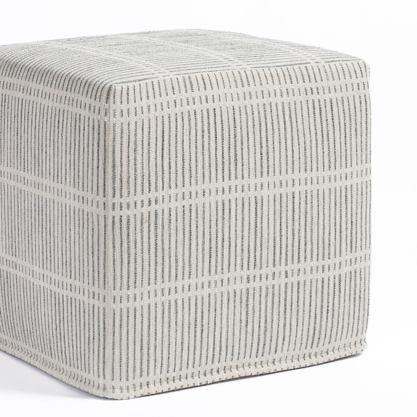 Carson Stripe 16x16 Cube Ottoman, Stone Blue – Tonic Living
