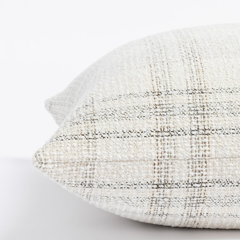 Hugo Plaid 22x22 Pillow, Salt & Pepper – Tonic Living