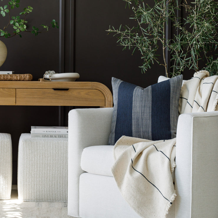 Carson Stripe 16x16 Cube Ottoman, Stone Blue – Tonic Living